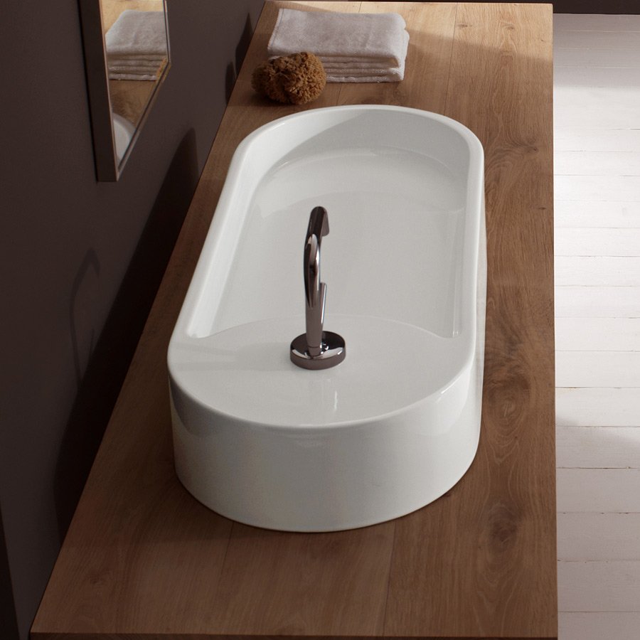 Sevenzero - Smuk oval håndvask med plads til hanehul i flot design