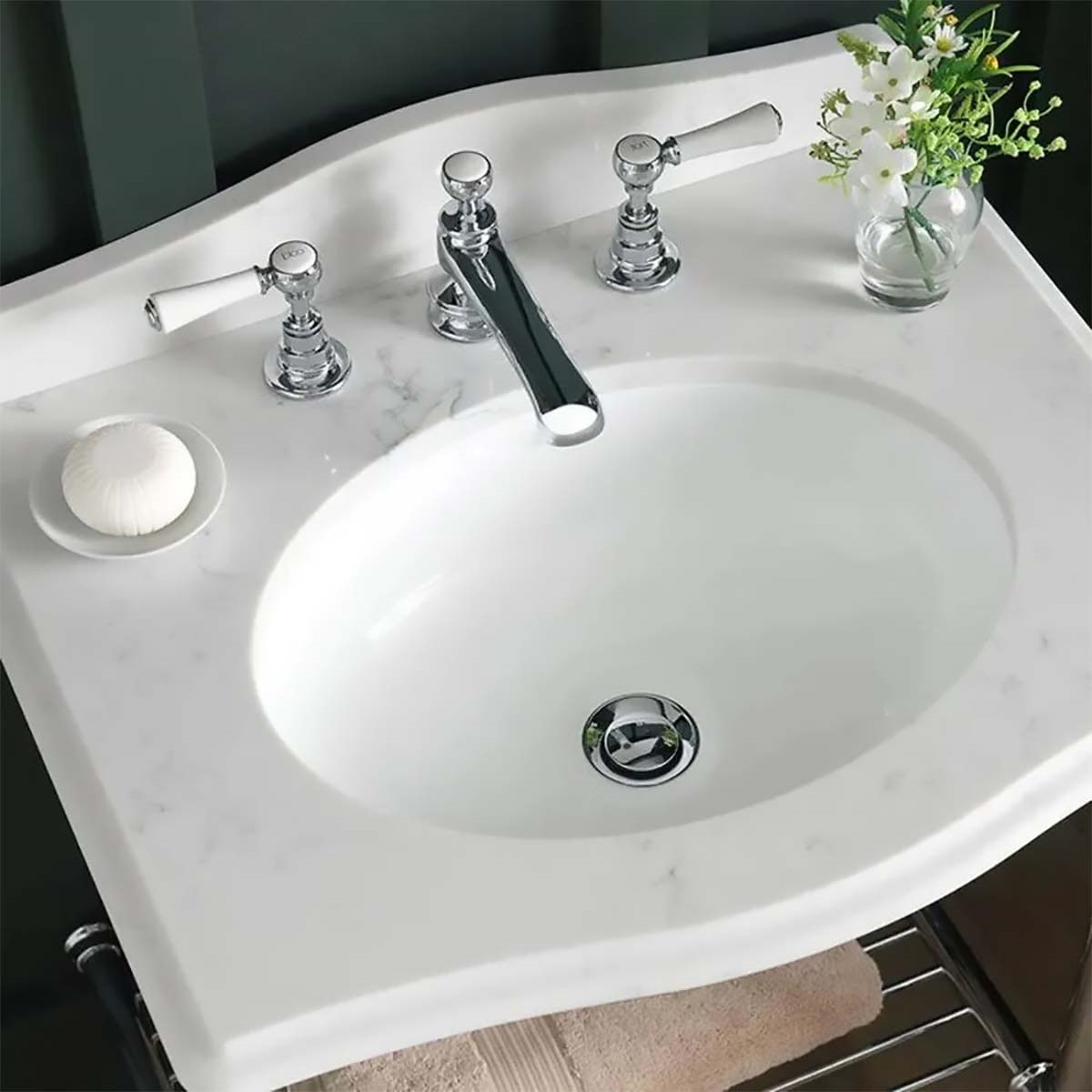 Håndvask til underlimning Kali oval 46 i QUARRYCAST™